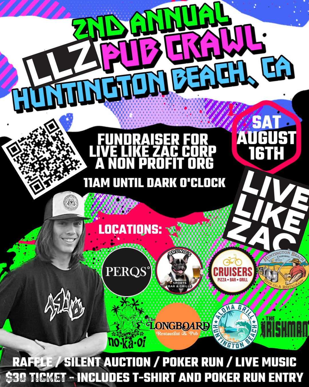 2ND ANNUAL LLZ PUB CRAWL ENTRY TICKET* – LIVE LIKE ZAC